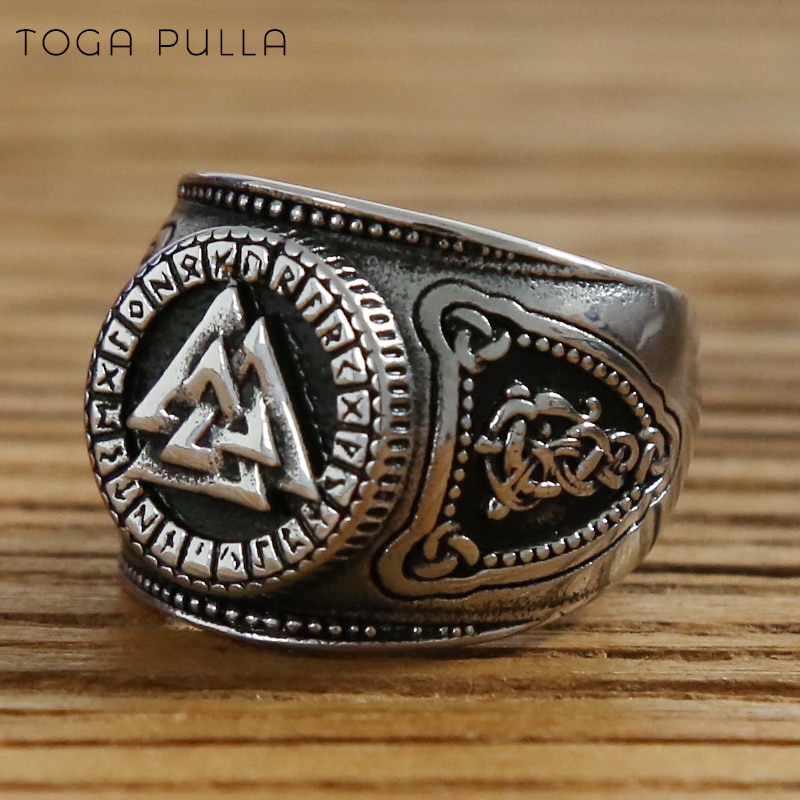 Viking nordisk valknut ring herre rustfritt stål f... – Vicedeal
