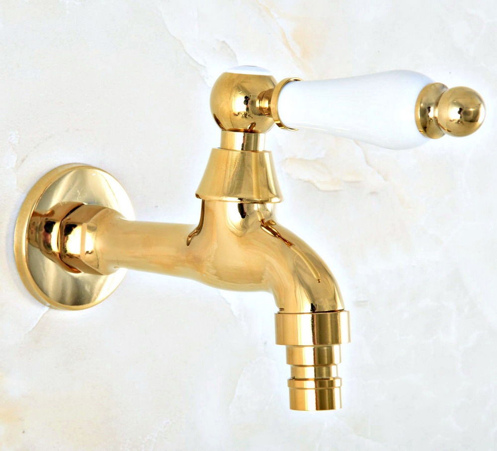Polished Gold Brass Outdoor Faucet Garden Water Ta... – Grandado