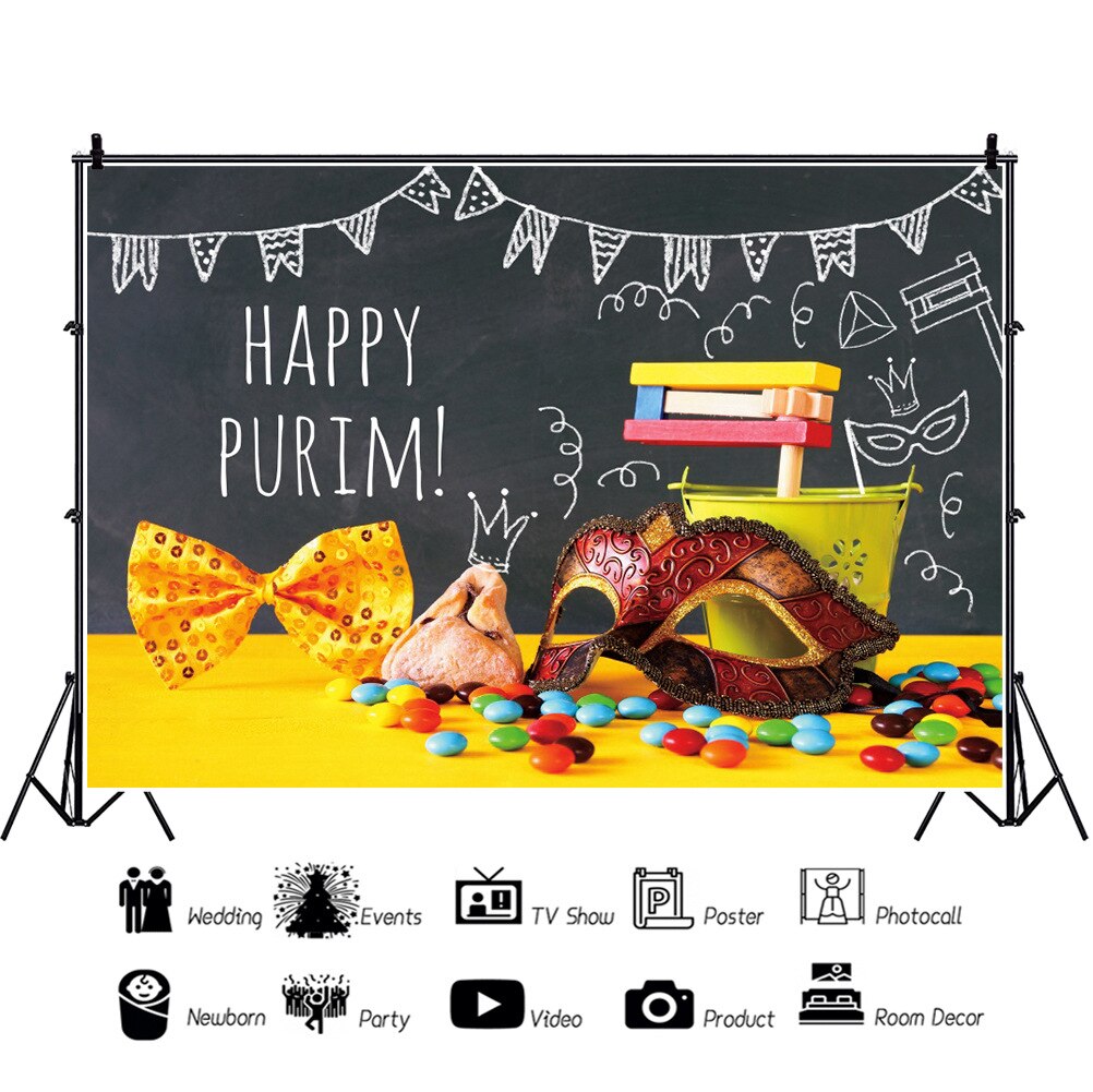 Blackboard Backdrop Happy Purim Photography Backgr... – Vicedeal