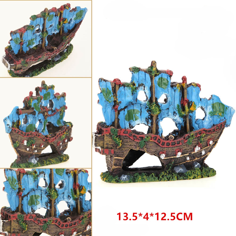 Aquarium Ornament Wreck Sunk Ship Sailing Plastic ... – Vicedeal