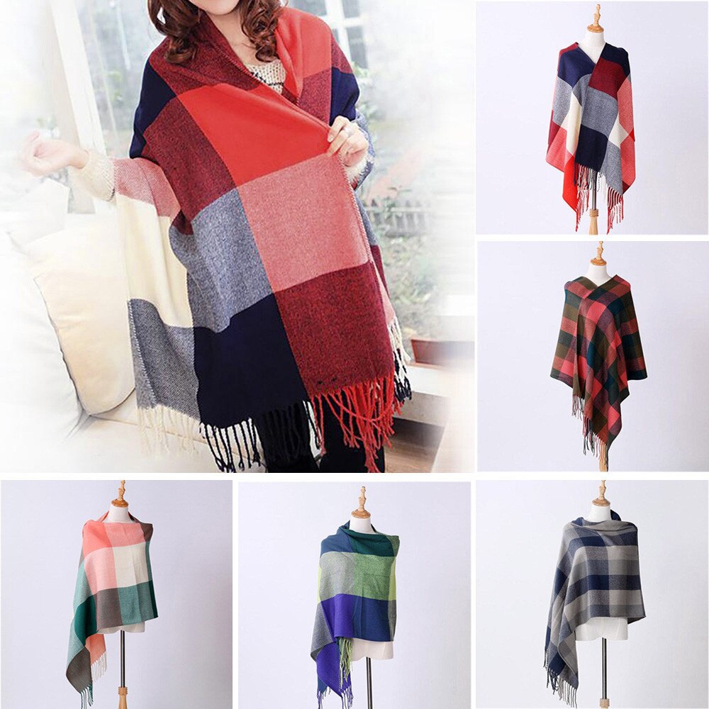 hijab scarf women and Autumn Scarves Plaid Tassel ... – Vicedeal
