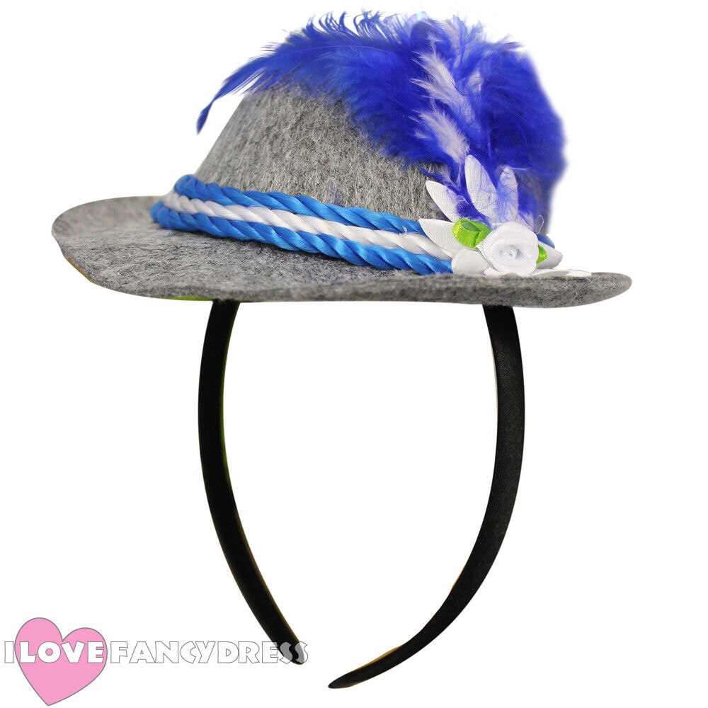 GREY MINI BAVARIAN HAT ON HEADBAND BAVARIAN OKTOBE... – Grandado