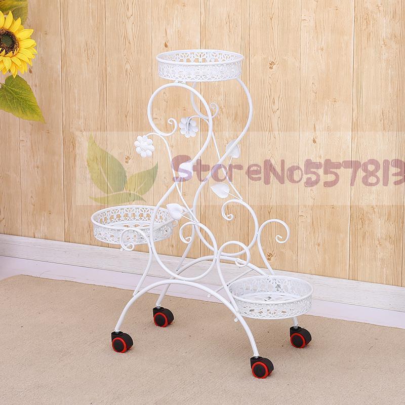 Wrought iron flower stand multi-layer push-pull mo... – Vicedeal