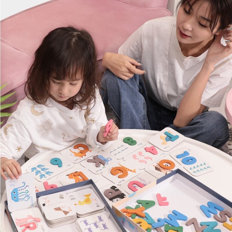 Wooden Alphabet Numbers Flash Cards Set for Toddle... – Grandado