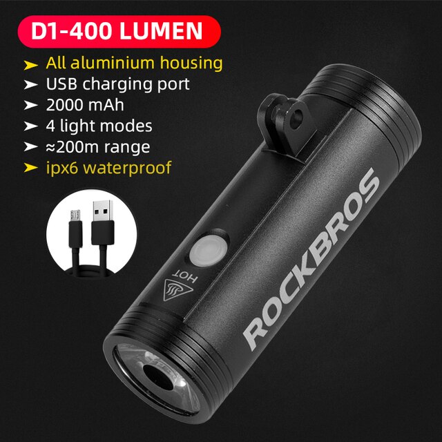 ROCKBROS Bike Light Front LED Flashlight 1000Lumen... – Grandado