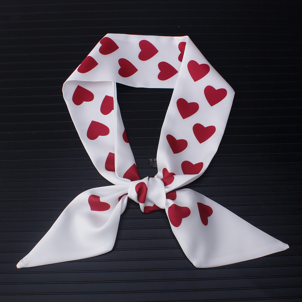 Love-Heart Print Woman Silk Scarf 100cm*6cm Long S... – Vicedeal