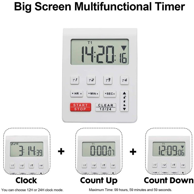 4 Channel Digital Countdown Timer - Big Sn Count U... – Grandado