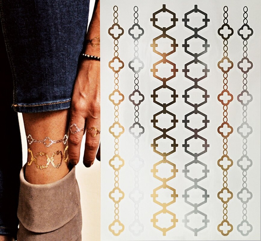 Flash Metallic Gold Silver Tattoo Body Art 3D Wate... – Grandado