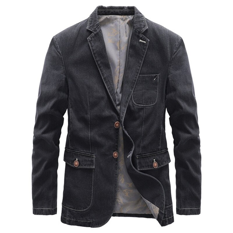 Fgkks primavera outono marca men denim blazers vin... – Vicedeal