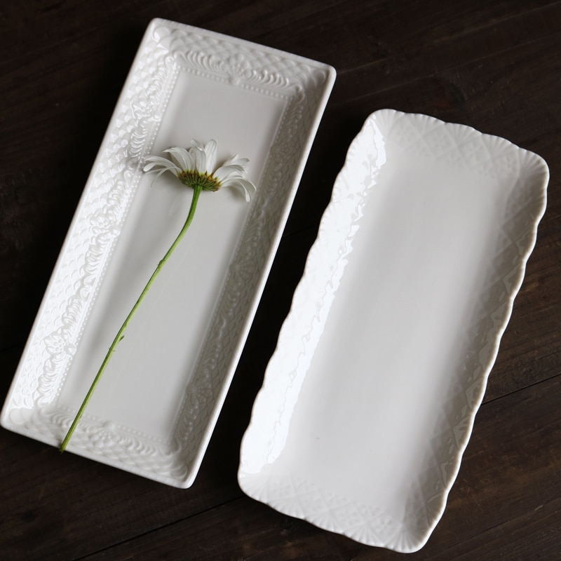 Assiette rectangulaire en Relief à motif crémeux e... – Grandado