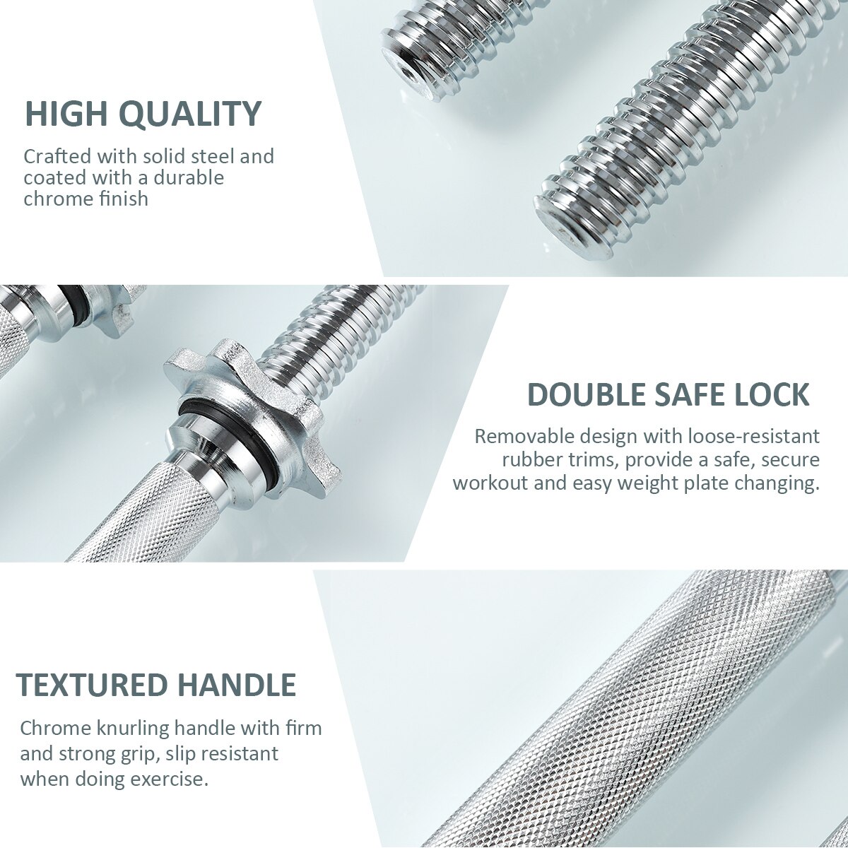 A Pair of Dumbbell Bars Chrome Weight Lifting Spin... – Vicedeal