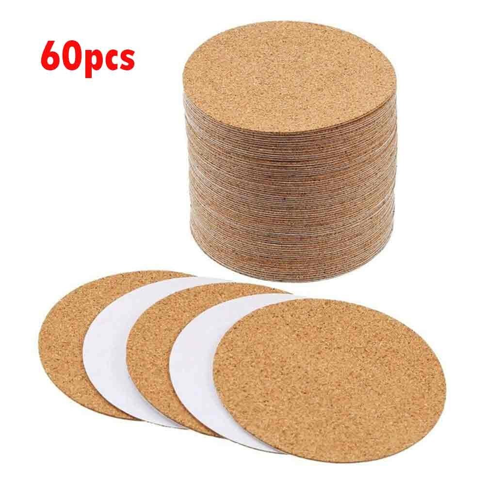 60pcs Self Sticker Cork Coasters Cork Mats Cork Ba... – Grandado