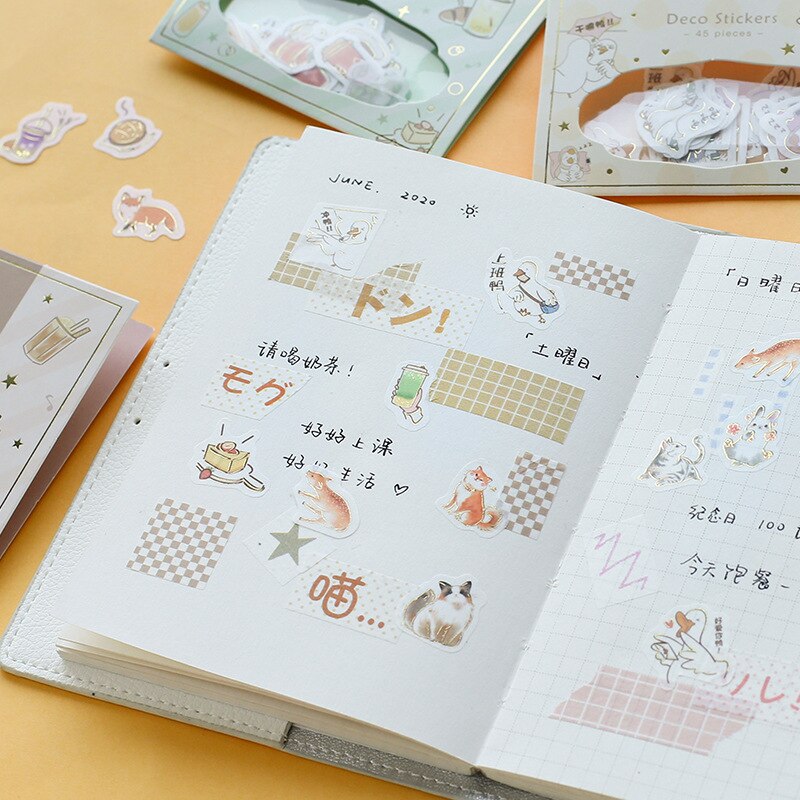 45pcs/pack Kawaii Paper Stationery Sticker Set Cut... – Grandado