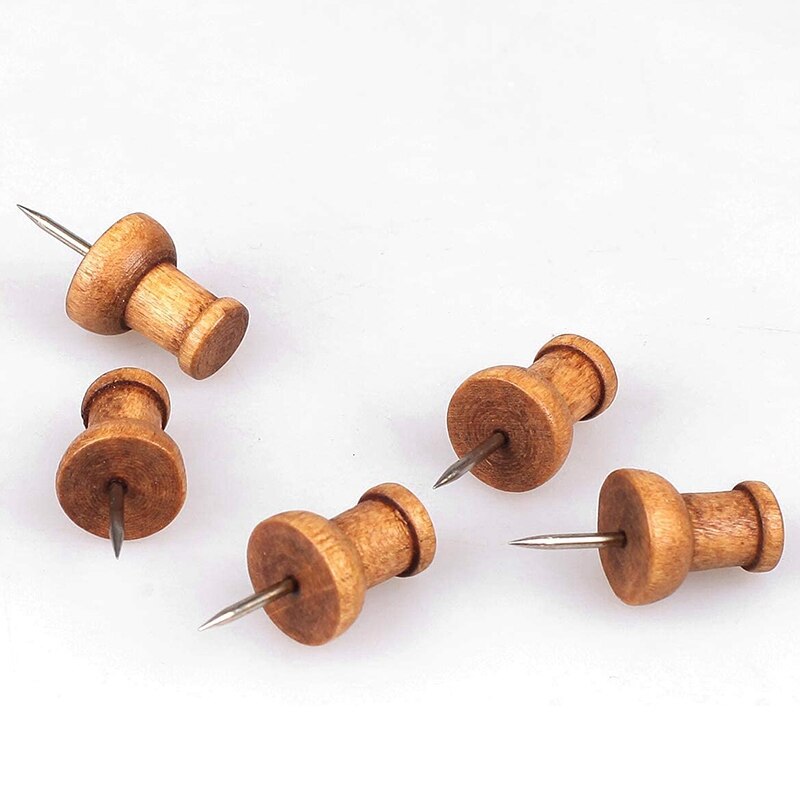 50 Pcs Hout Push Pins, Standaard, Houten Duim Kops... – Grandado