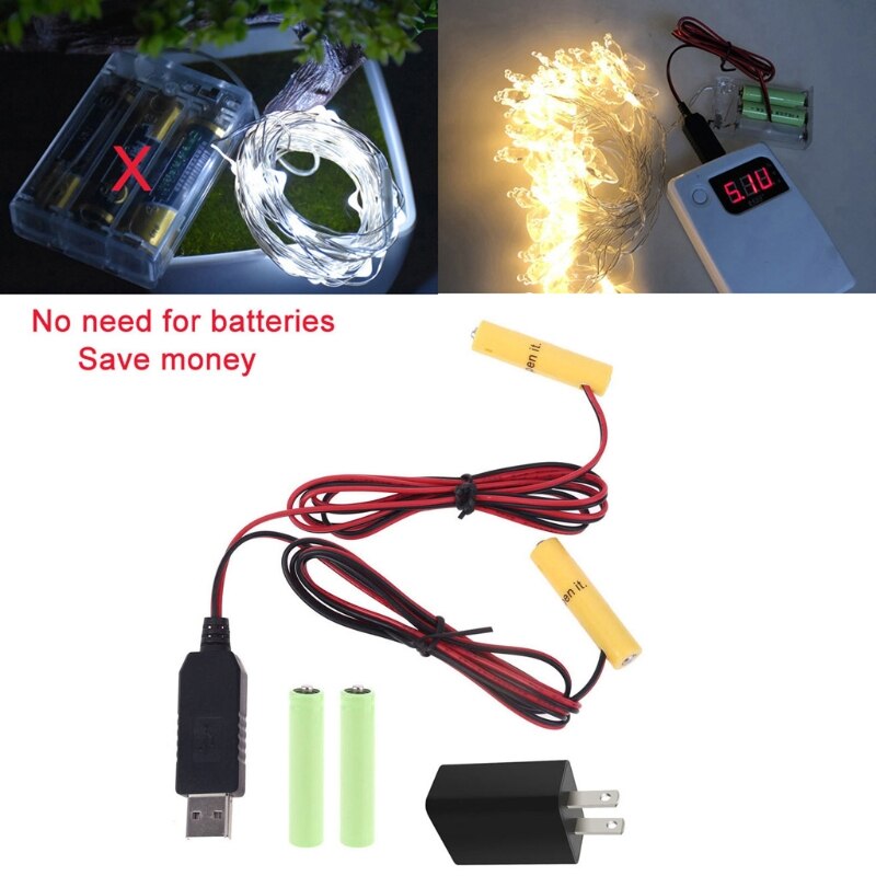 1M Dual Aaa Batterij Eliminator Us Plug Usb Voedin... – Vicedeal