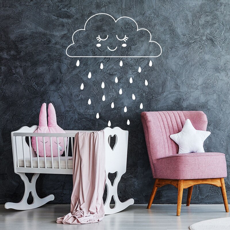 Cloud girl raining DIY art wall sticker Cute kids ... – Grandado