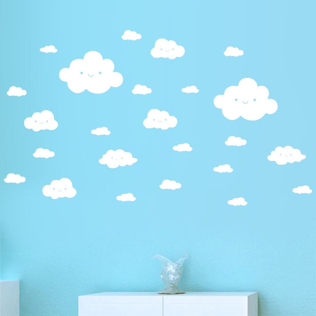 KAKUDER Happy Smiley Face White Clouds Wall Sticke... – Vicedeal
