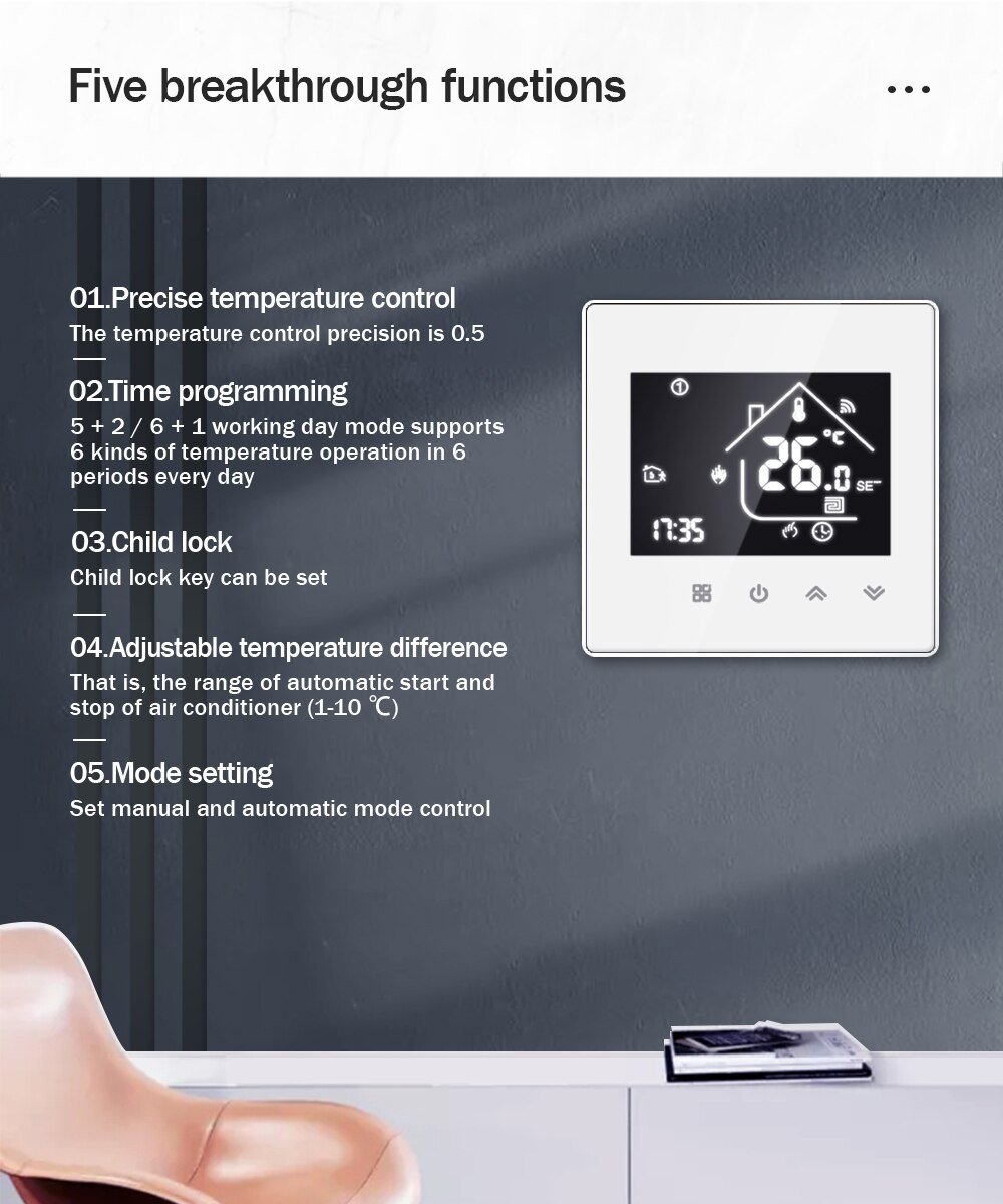 Thermostat intelligent WiFi, régulateur de tempéra... – Grandado