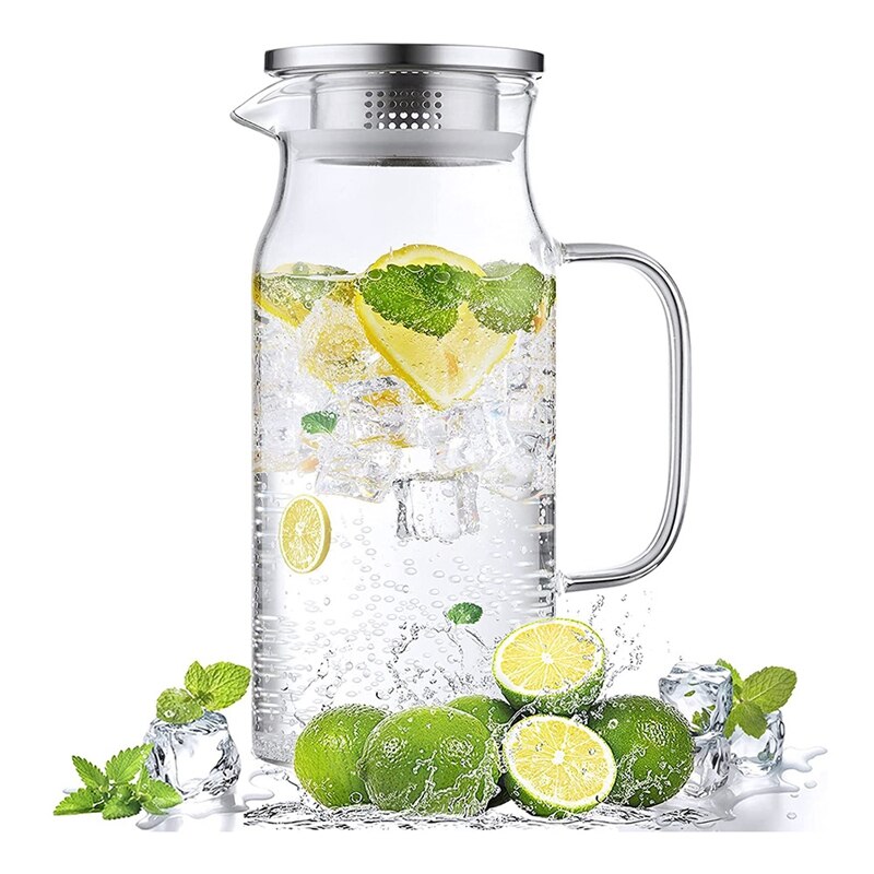 Glass Jug Refrigerator Carafe Glass Carafe With Li... – Grandado