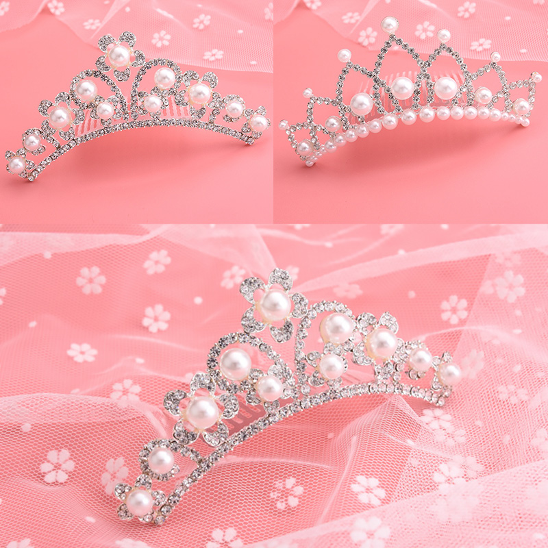 Princess Crystal Pearl Crown Bridal Tiaras Rhinest... – Grandado