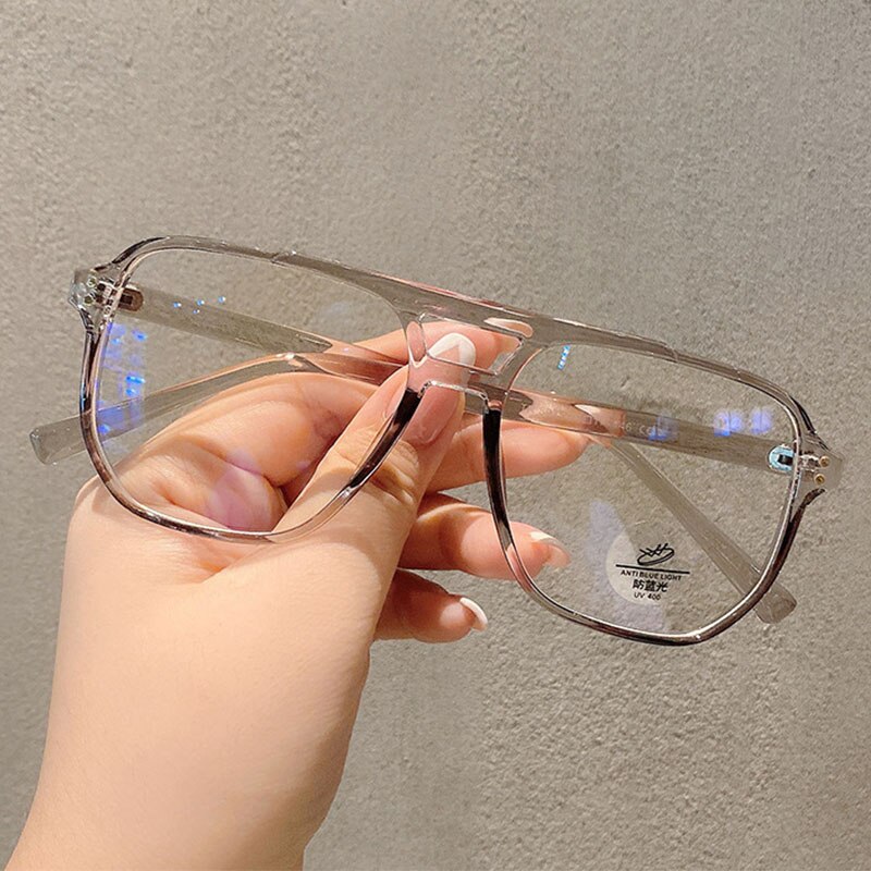 Oversized Double Bridge Glasses Frame For Women Vi... – Grandado