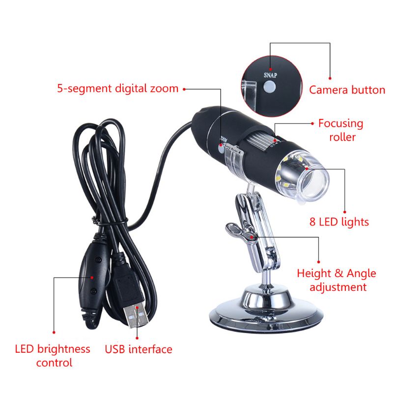 1600X USB Digital Microscope Camera Endoscope 8LED... – Grandado