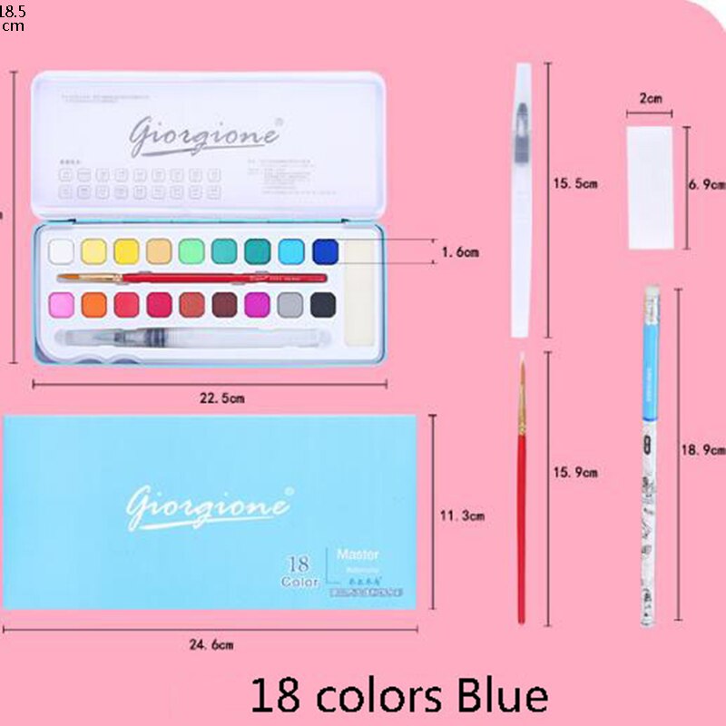 18/24 Pink Blue Iron Box Solid Watercolor Paint Se... – Grandado
