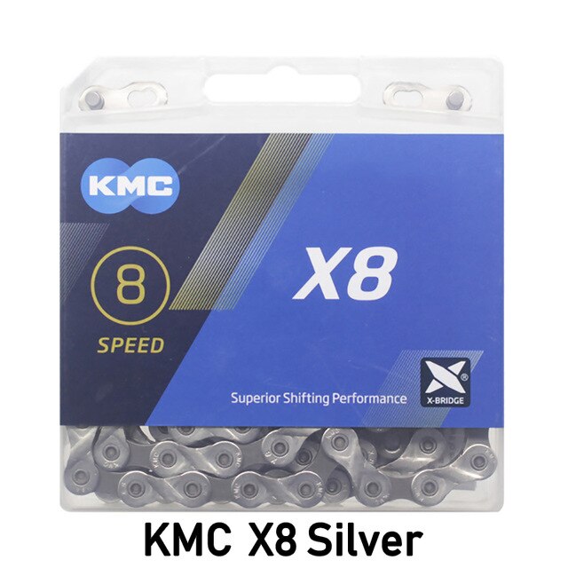 KMC X8 Z8.3 MTB Road Bike Silver Chain 116L 8 Spee... – Grandado