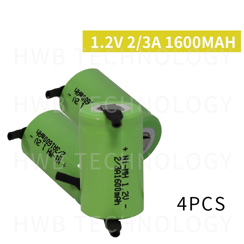 4 stuks/partij 1.2V 2/3A 1600mAh Ni-Mh 2/3A Ni-Mh ... – Vicedeal