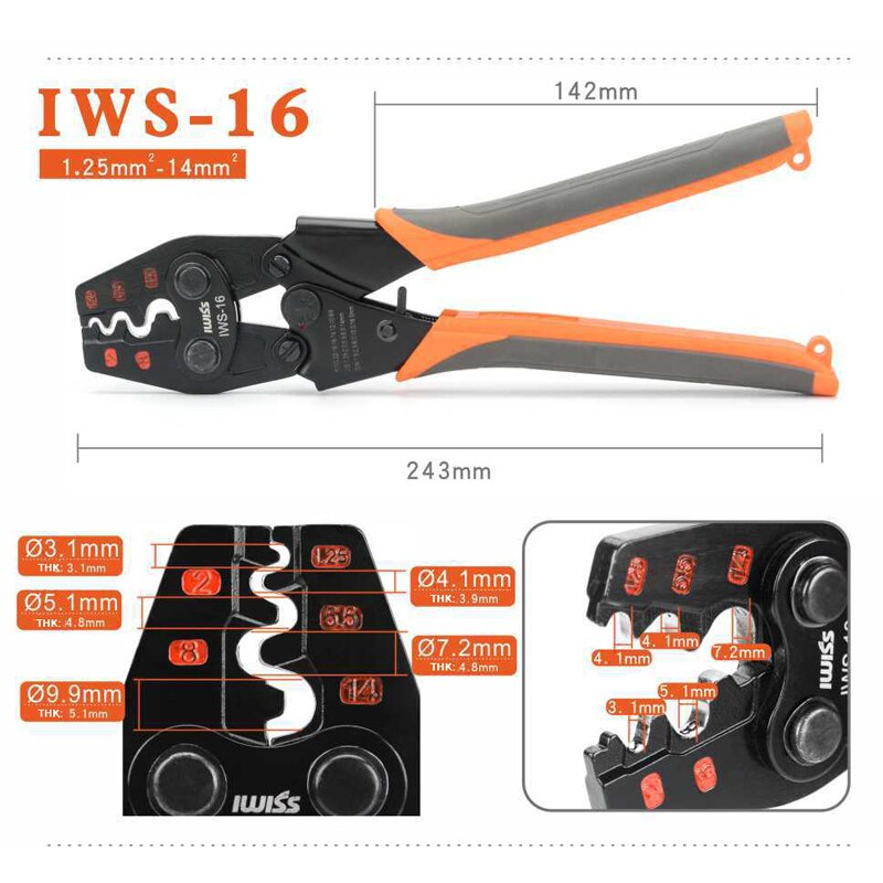 IWISS IWS-6/8/16/38 crimper plier Ratchet Crimping... – Grandado