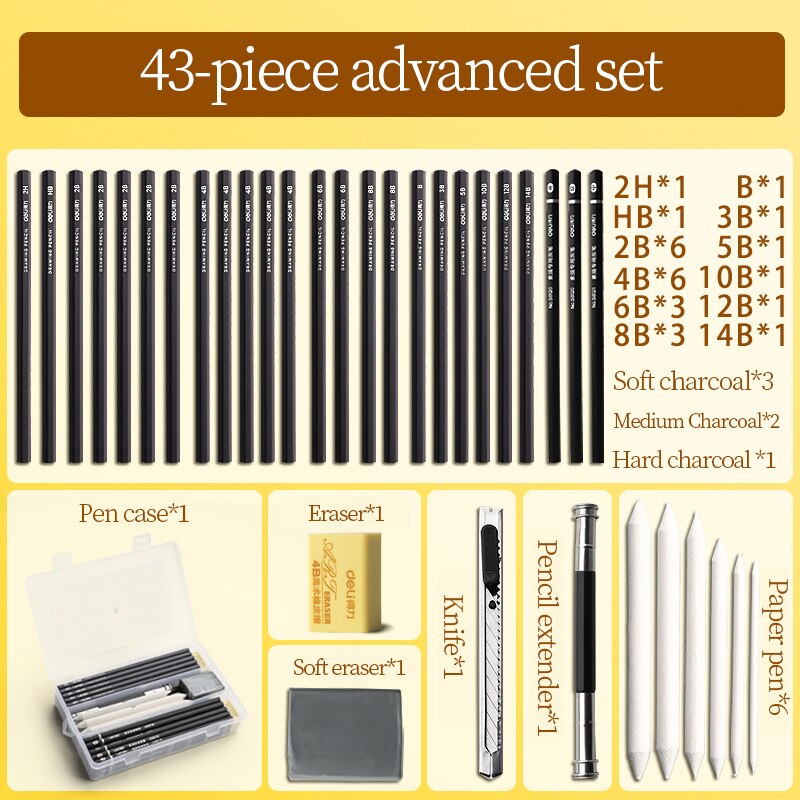 Deli sketch drawing pencils full set painting tool... – Grandado