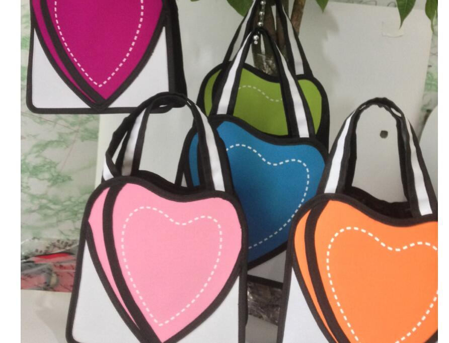 Heart 2D Bags Novelty Casual Tote 3D Drawing Carto... – Grandado