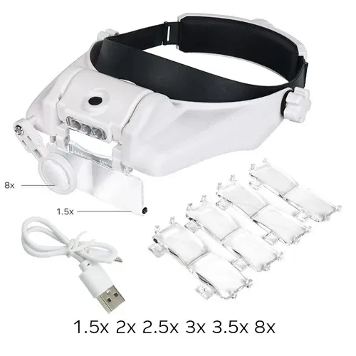 LED Headband Magnifier Rechargeable With 1.5x2x2.5... – Vicedeal