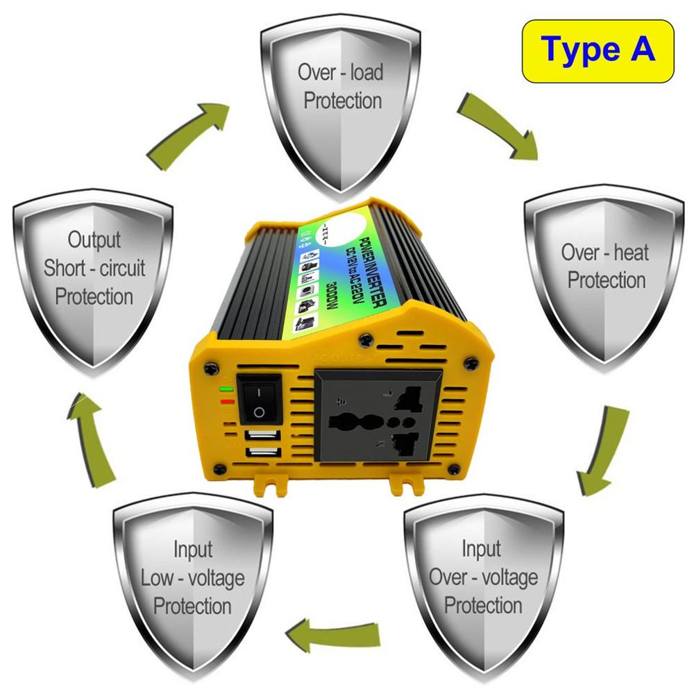 3000W 12V zu 220 V/110 V Dual USB Auto Power Inver... – Vicedeal