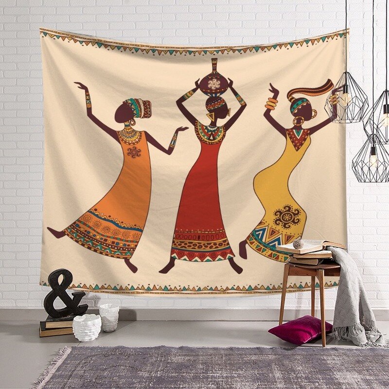 African woman hanging cloth Home decoration tapest... – Grandado