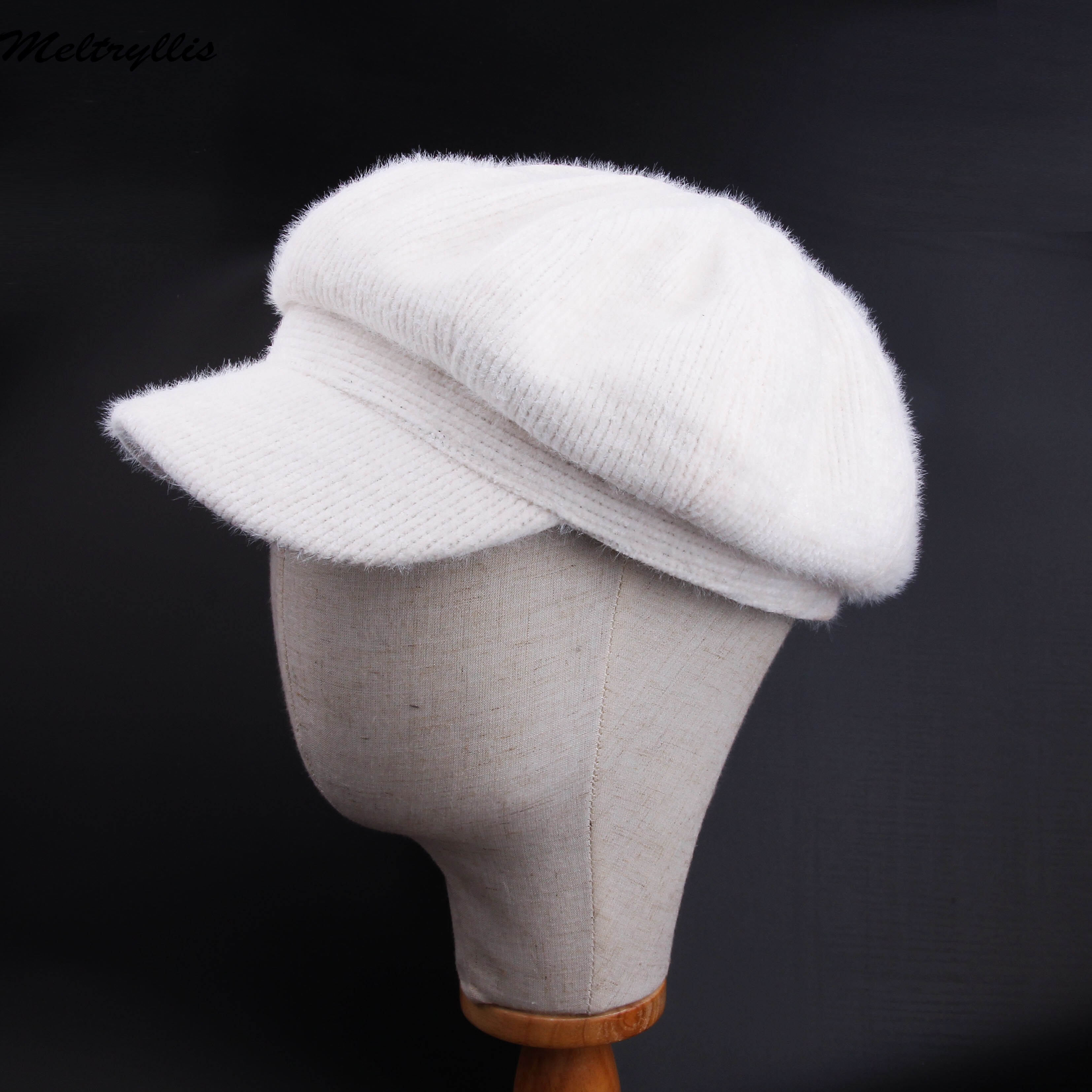[Meltryllis Corduroy Octagonal Hat Women Solid Col... – Grandado