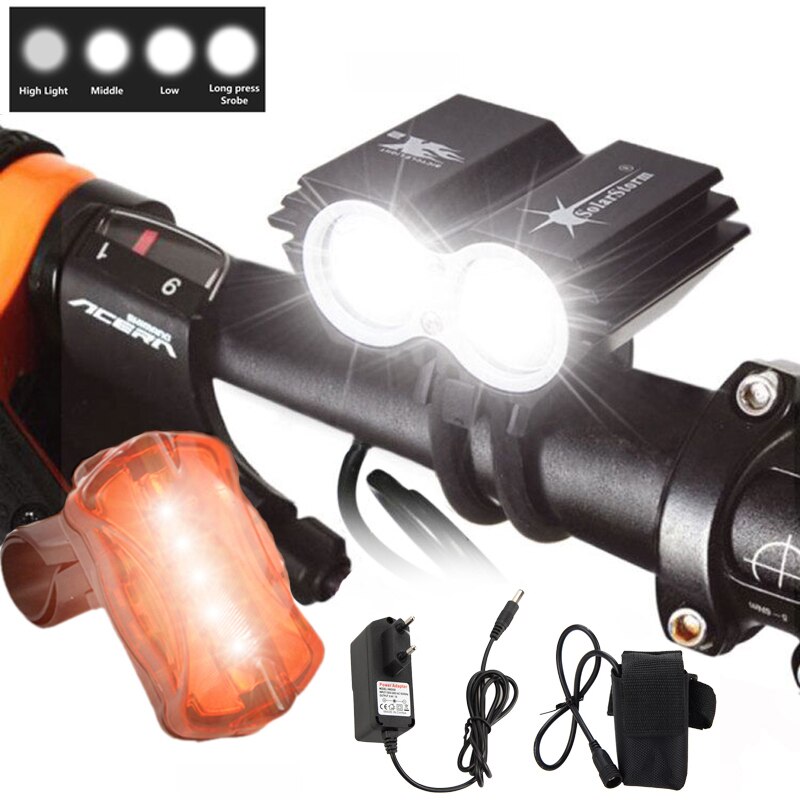 Zwart Fietsen Lamp 2 X T6 Led Fiets Licht Voor Fie... – Grandado