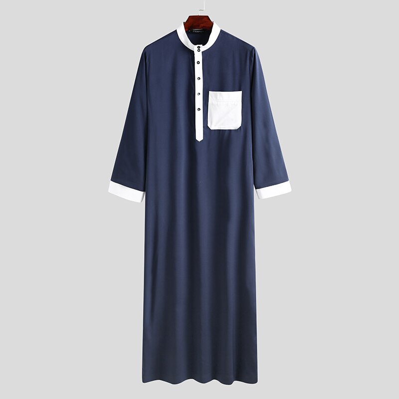 Moda masculina muçulmano kaftan gola solta retalho... – Vicedeal