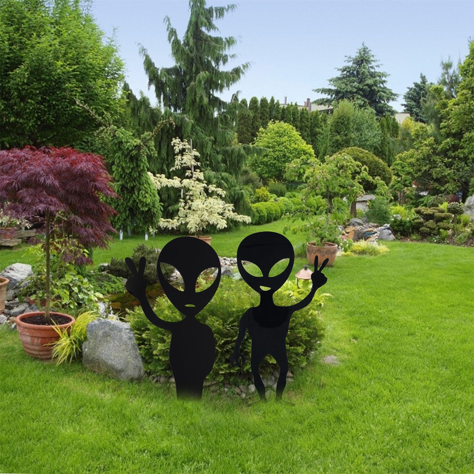 Funny Acrylic Black ET Alien Garden Outdoor Decora... – Grandado