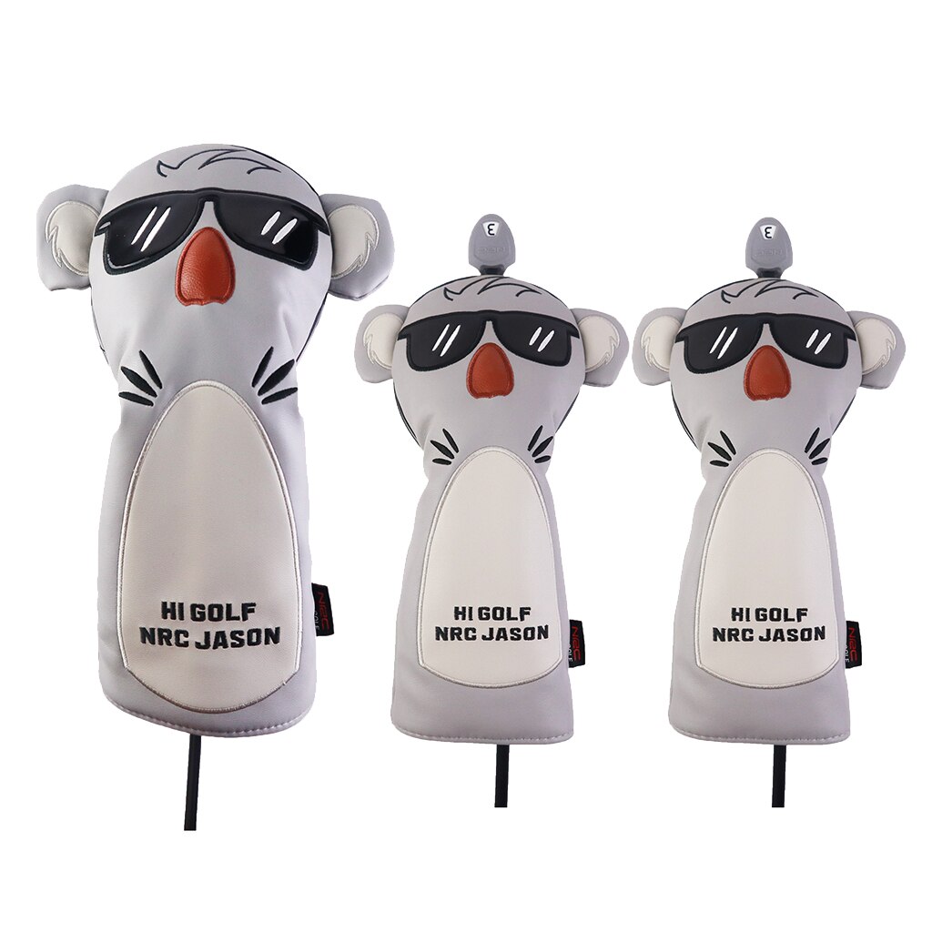 3pcs/4pcs Golf Wood Head Cover koala PU Leather No... – Grandado