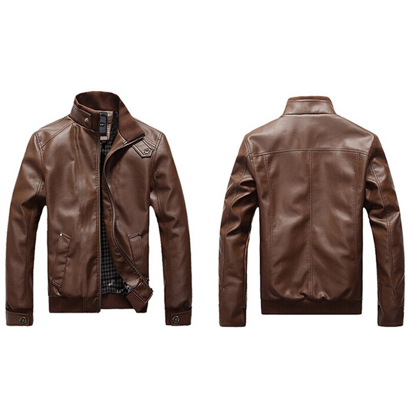 Men's Leather Jackets Men Stand Collar Coats M... – Grandado