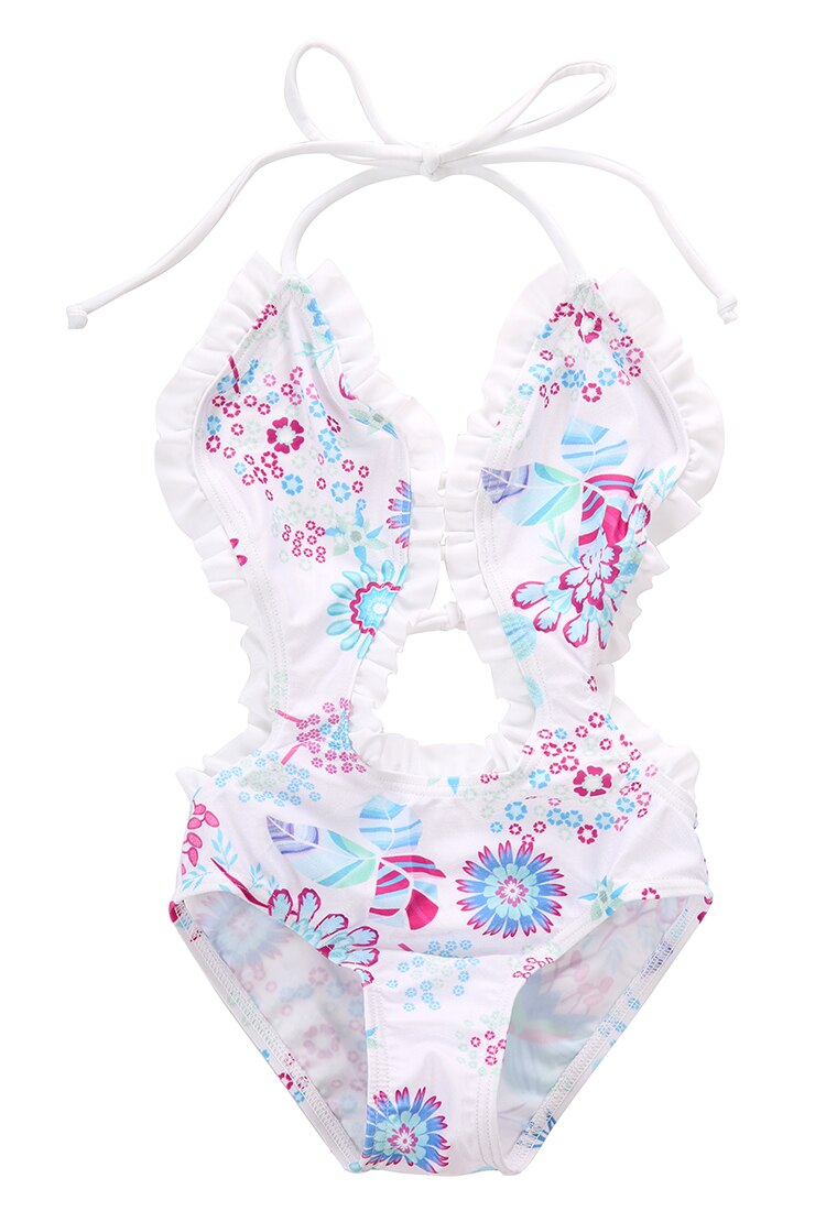 Little Girls One-piece Floral Halter Swimsuit Baby... – Grandado