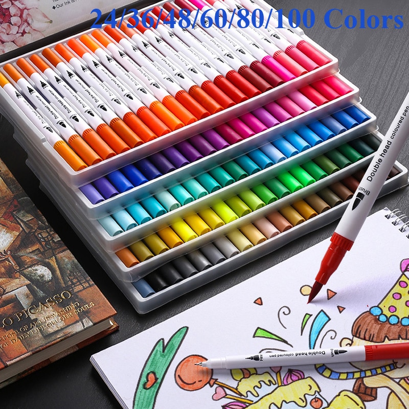 24/48/60/80/100 Colors Dual Head Sketch Markers Br... – Grandado