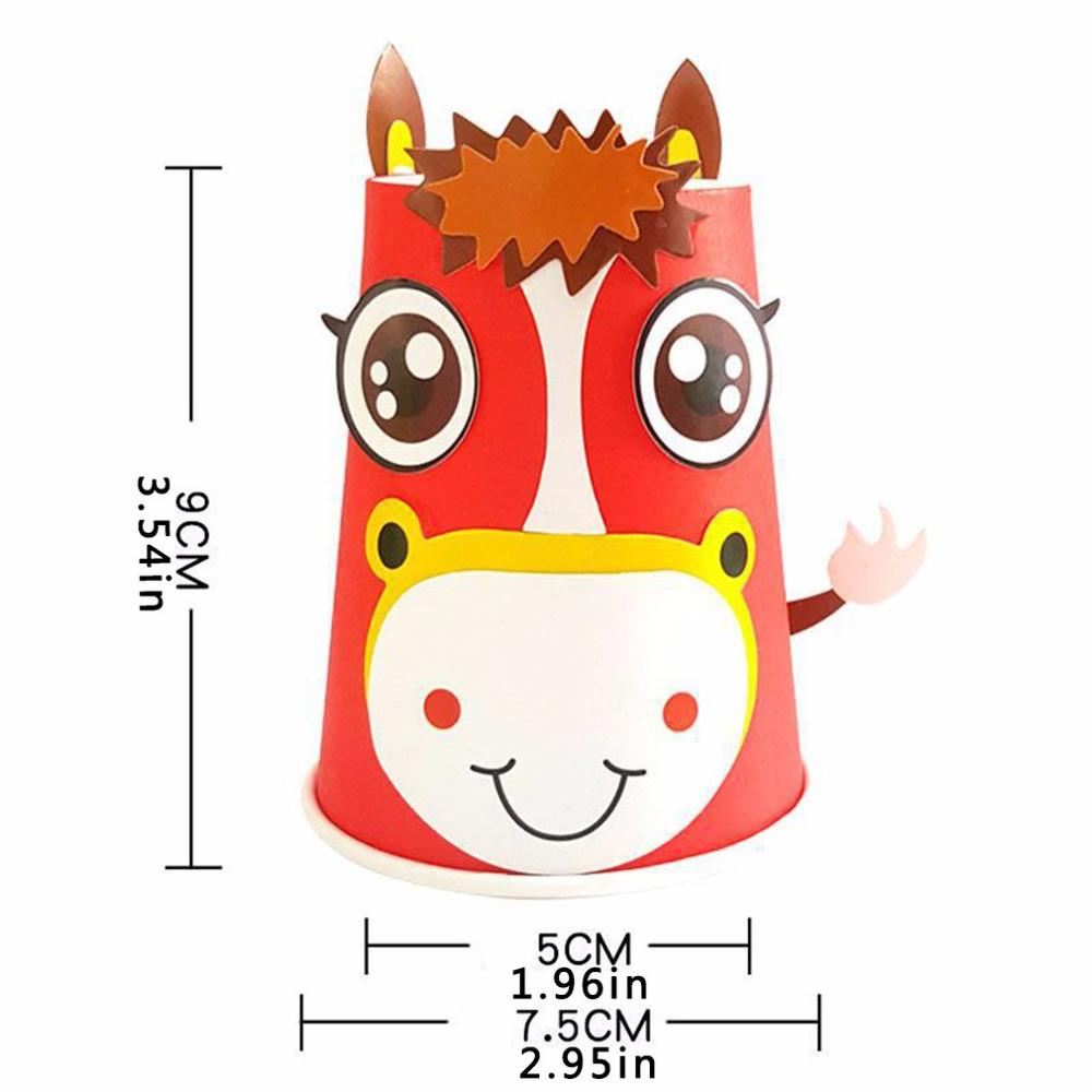 12pcs Children 3D DIY handmade paper cups sticker ... – Grandado