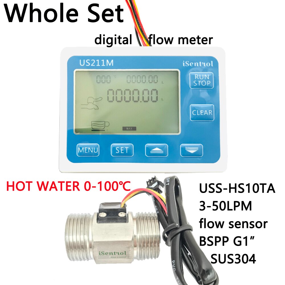 Water US211M Digital Water Flow Meter with SUS304 ... – Vicedeal