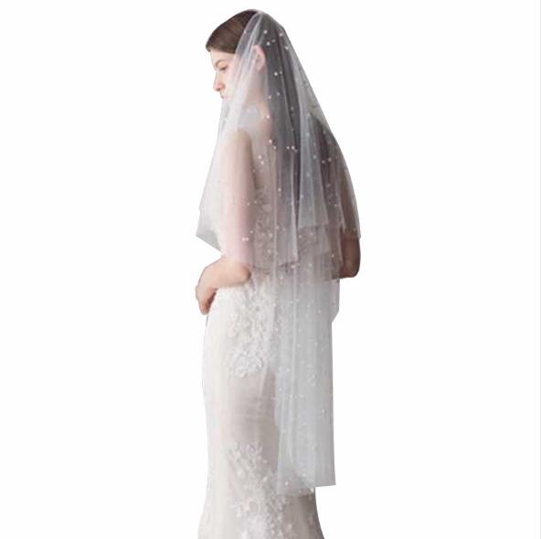 3 meter Perlen Weiß Elfenbein Lange Braut Schleier... – Grandado