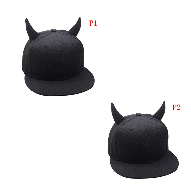1PC Men Women Black Cotton Punk Horn Baseball Cap ... – Grandado