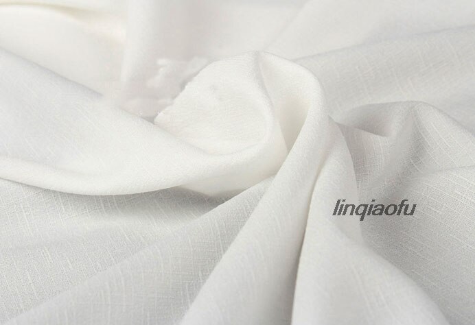 Witte bamboe chiffon stof imitatie linnen textuur ... – Vicedeal