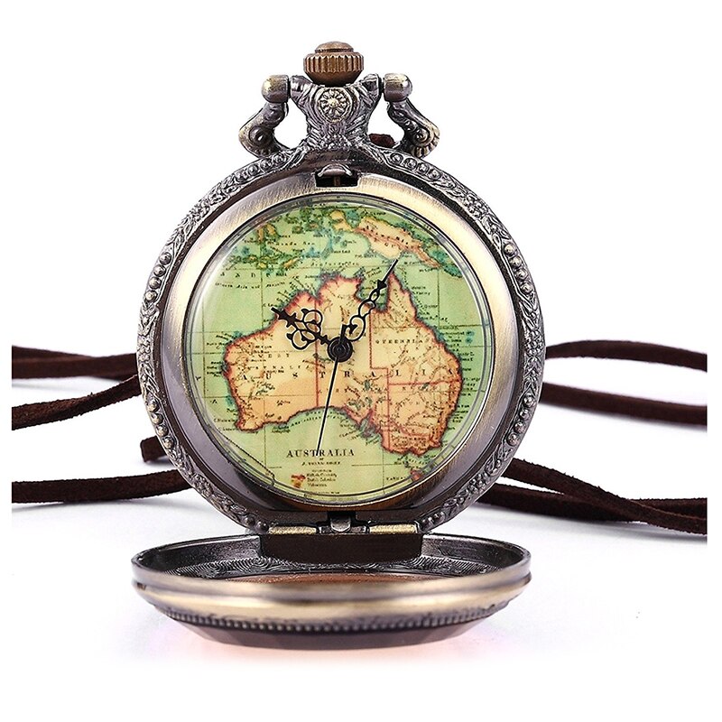 Australia Map Pocket Watch Analog Quartz Watch Bro... – Grandado