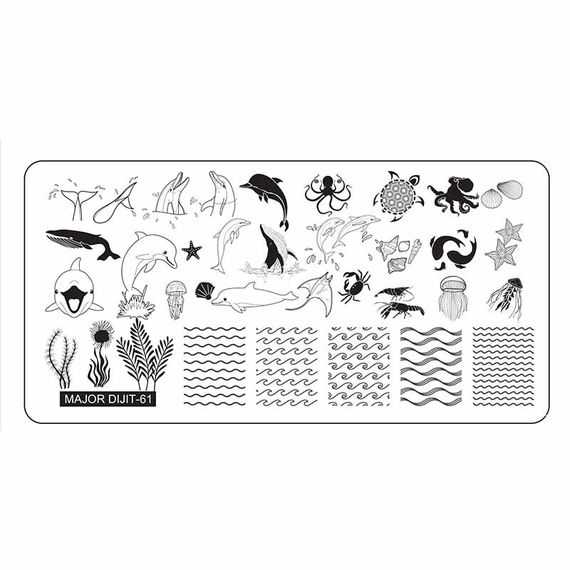 Nail Stamping Plates Shark Fish Nail Template Sea ... – Grandado